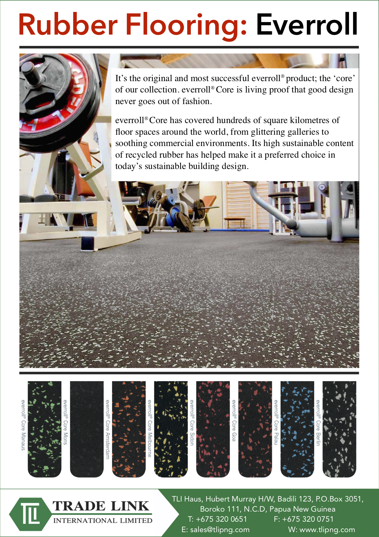 Rubber Flooring - Everroll - Trade Link International Ltd